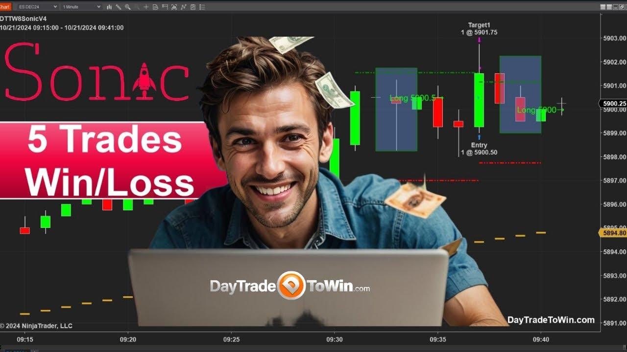 5 Trades LIVE - Winners and Losers - Sonic System • Day Trade To Win ...